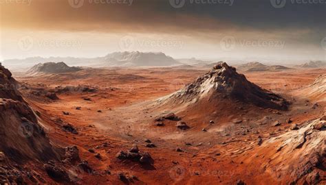 Mars Surface Shows A Dry Barren Landscape With Reddish Brown Hues Rocky Terrain And Dust