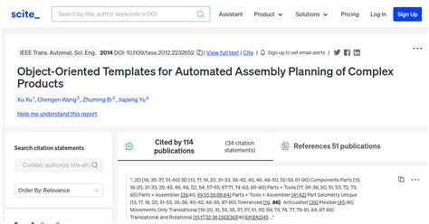 Citation Report Object Oriented Templates For Automated Assembly