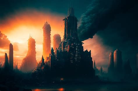 Premium Photo A Catastrophic Scene With Cities Collapsing Under The Force Of The Disaster