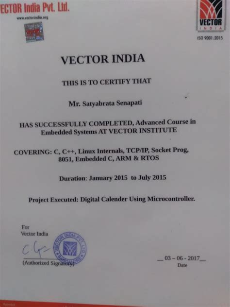 Satyabrata Senapati On Linkedin Vector India Advanced Course In