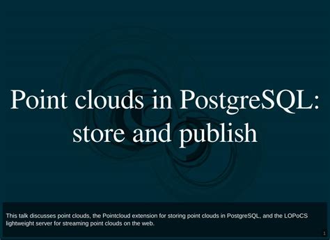 Pdf Point Clouds In Postgresql Store And Publish · Leveraging That