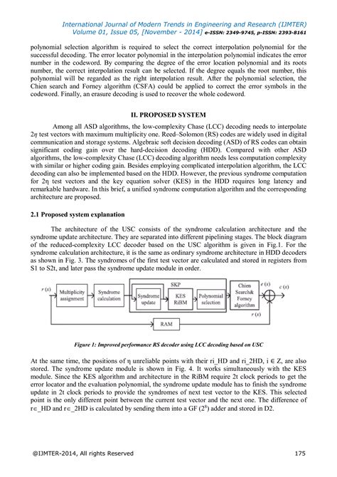 Improved Performance Rs Decoder Using Lcc Decoding Based On Usc Pdf Computer Software And