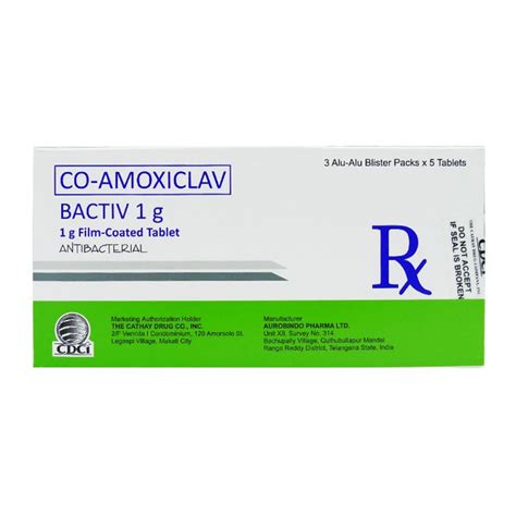 Bactiv 1g Co Amoxiclav 1g Film Coated Tablet 1s Price In The