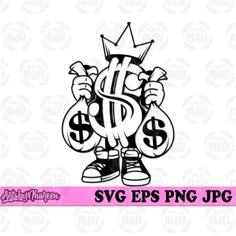 Money King Svg Us Dollar Sign Clipart Money Bag Cut File Rich