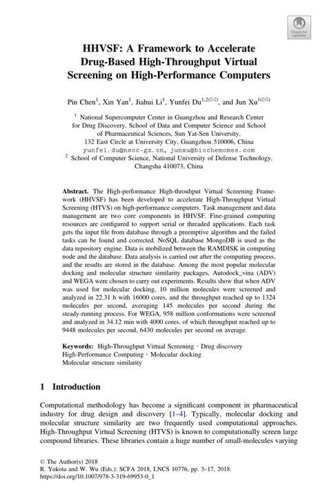Pdf Hhvsf A Framework To Accelerate Drug Based High Throughput Virtual Screening On High