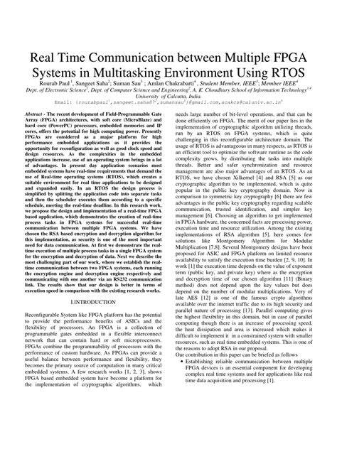 Pdf Real Time Communication Between Multiple Fpga Systems In
