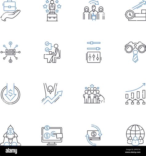 Work Ethic Line Icons Collection Dedication Discipline Commitment