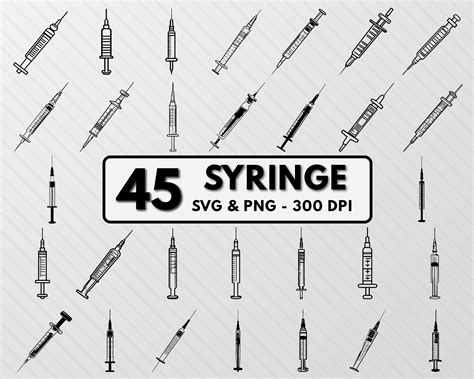 Syringe Silhouette Syringe Svg Bundle Cut File Syringe Clipart