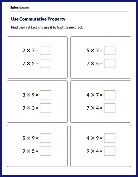 Year Maths Commutative Property Of Multiplication Worksheets Free
