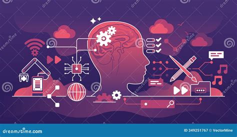 Brain Computer Interface Conceptual Illustration Stock Image
