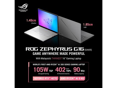 Asus Rog Zephyrus G Ga W Ryzen Ai Hx Gb Ram Tb Ssd Rtx Oled Wqxga