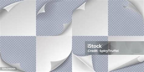 말린 페이지 사실적인 접힌 종이 모서리 3d 곡선 스티커 가장자리 효과 시트 템플릿 집합을 설정합니다 복사 공간이 있는 벡터 압연 문서및 투명한 배경에 메모를 뒤집습니다