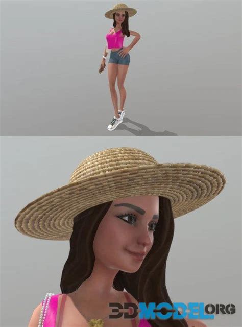 3d Model Woman Posing Rigged Pbr