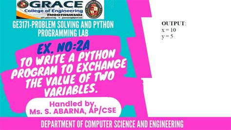 gracecoe ge3171 i year i sem problem solving and python programming laboratory youtube