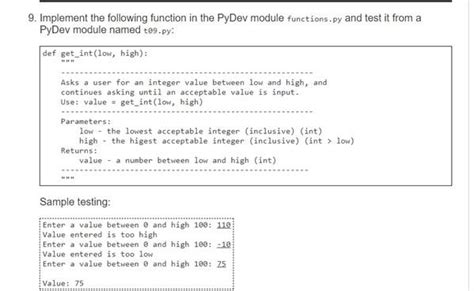 solved 9 implement the following function in the pydev