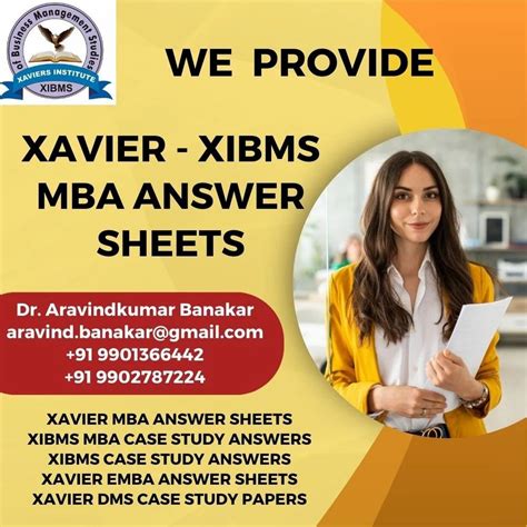 Xavier MBA Answer Sheets I Xavier DMS Case Study Answer Sheets I Xibms MBA Case Study Answers At