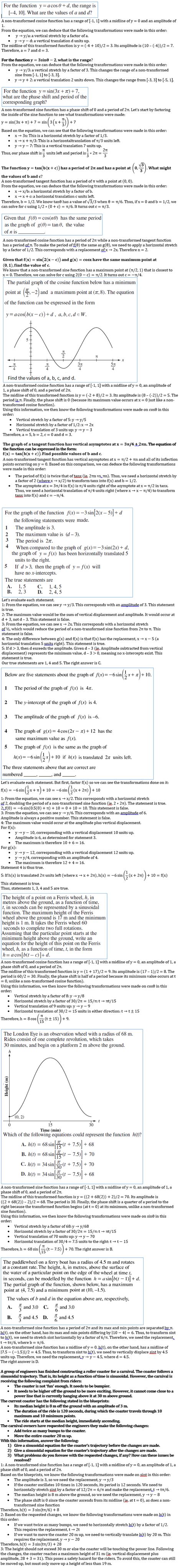 Trigonometric Functions Practice Problem Solutions Cbemath