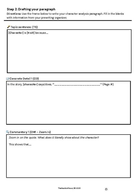 Character Analysis Paragraph Schaffer Aligned Writing Scaffold Ms And Hs