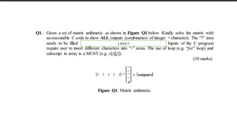 solved 19007 q1 given a set of matrix arithmetic as shown