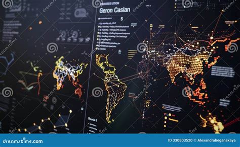 Global Data Network Interface With Analytics And World Map Stock Illustration Illustration Of