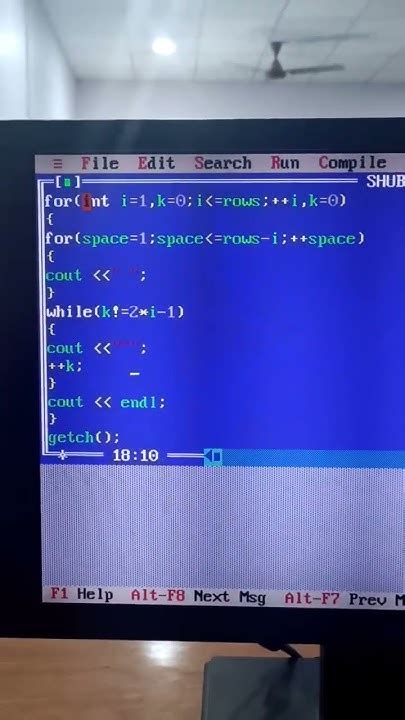 Print Triangle Pyramid In Turbo Cpp Viral Shorts Subscribe Short