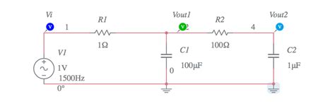 two pole low pass filter multisim live