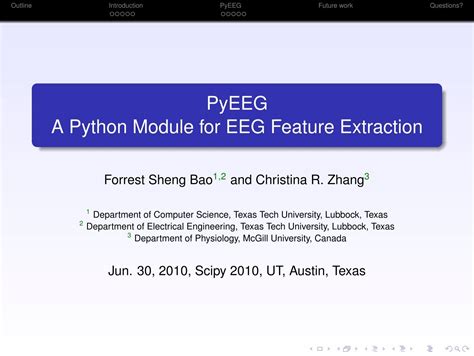 Pyeeg A Python Module For Eeg Feature Extraction Scipy