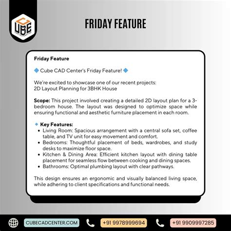 Cube Cad Center ™ On Linkedin Cubecadcenter Fridayfeature 3bhklayout Autocaddesign…