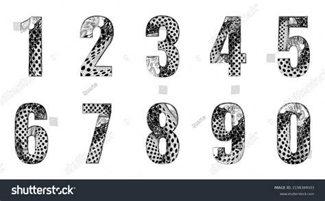 Decorative Numbers One Nine Number Set Stock Vector Royalty Free 2198389503 Shutterstock