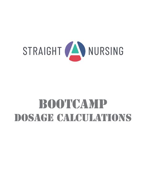Dosage Calculations Handbook Bootcamp Dosage Calculations Unit
