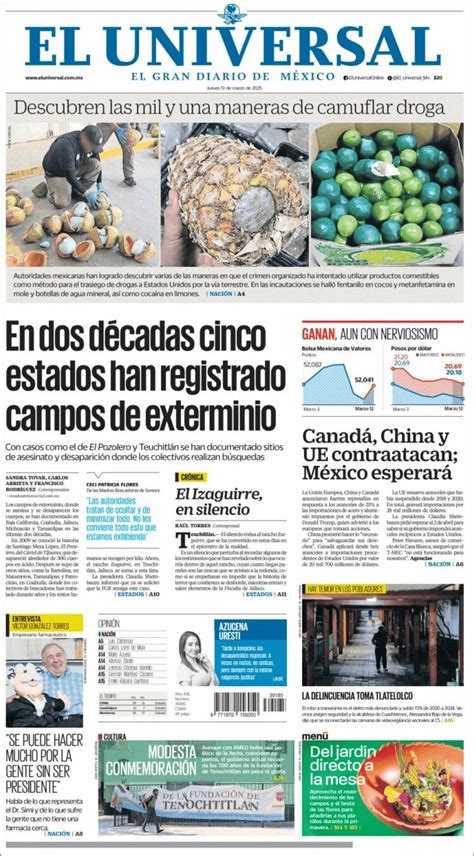 Periódico El Universal México Periódicos De México Edición De