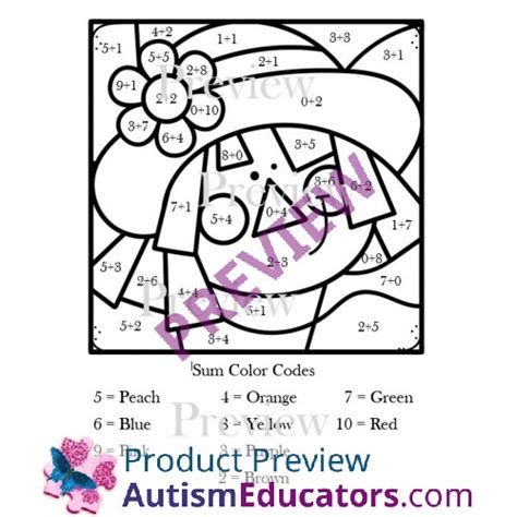 Color By Sum Worksheets