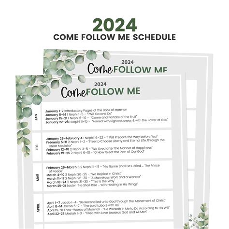 Come Follow Me 2024 Schedule Book Of Mormon Reading Chart Lds Book Of