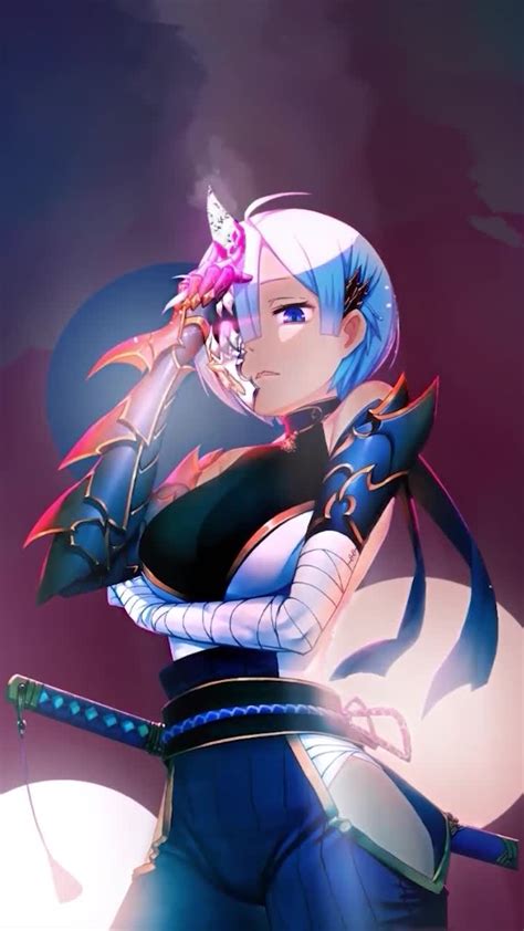 Iphone And Android Rem Demon Ninja Re Zero Phone Live Wallpaper