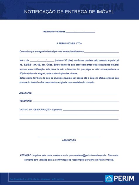 Notificacao De Entrega De Imovel Pdf