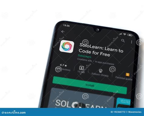 Sololearn Learning Coding App Play Store Page On The Display Of A