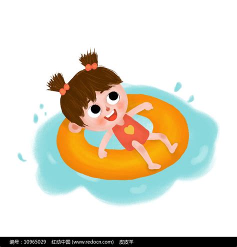 手绘小女孩游泳图片下载 红动中国