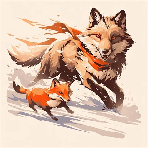 Premium Vector English Foxhound Chasing A Fox