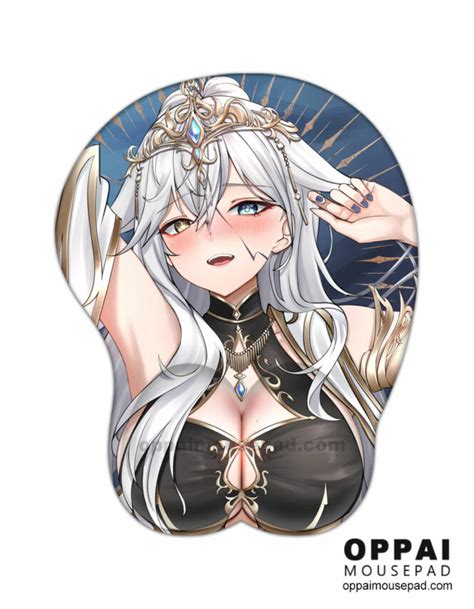 White Hair Girl Boobs Mouse Pad Oppai Mousepad
