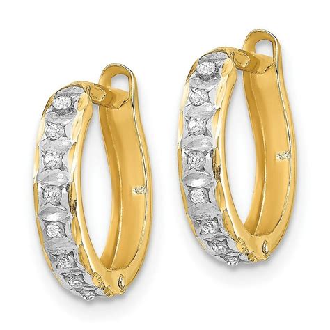 14k Diamond Fascination Round Hinged Hoop Earrings Ebay
