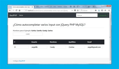 Autocompletar Varios Inputs A Trav S De Un Input Resuelto Baulphp