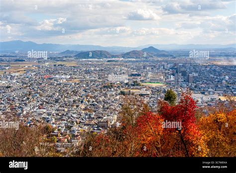 A Stunning Panoramic Aerial View Of The Omihachiman Cityscape And