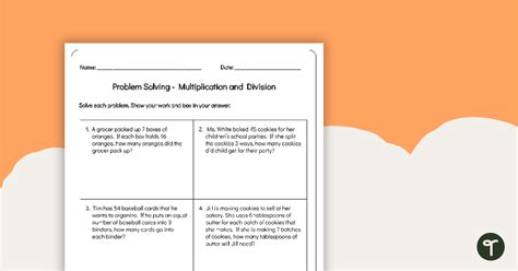 Problem Solving Multiplication And Division Worksheet Teach Worksheets Library