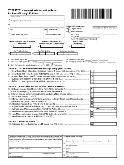 Pass Through Entity Taxation And Revenue New Mexico Fill Out And Sign