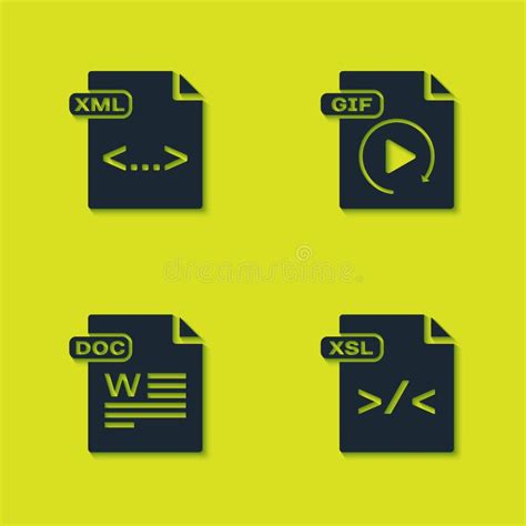 Set Xml File Document Xsl Doc And  Icon Vector Stock Vector Illustration Of Label