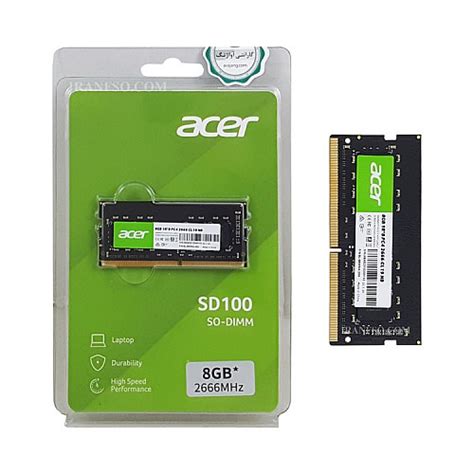 رم لپ تاپ 8 گیگ ایسر Ddr4 2666 Mhz 1 2v Sd100 گارانتی آواژنگ کامپیوتر افق