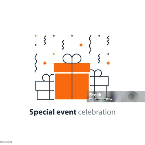 기념일 축 하 생일 축 하 3 깜짝 선물 상자 떨어지는 색종이 벡터 일러스트 레이 션의 그룹 3가지 개체에 대한 스톡 벡터 아트 및 기타 이미지 Istock