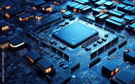 Shot Of Generic Printed Circuit Board With Microchips And Other Components During Production