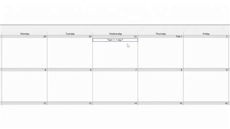 MS Calendar View Project Plan