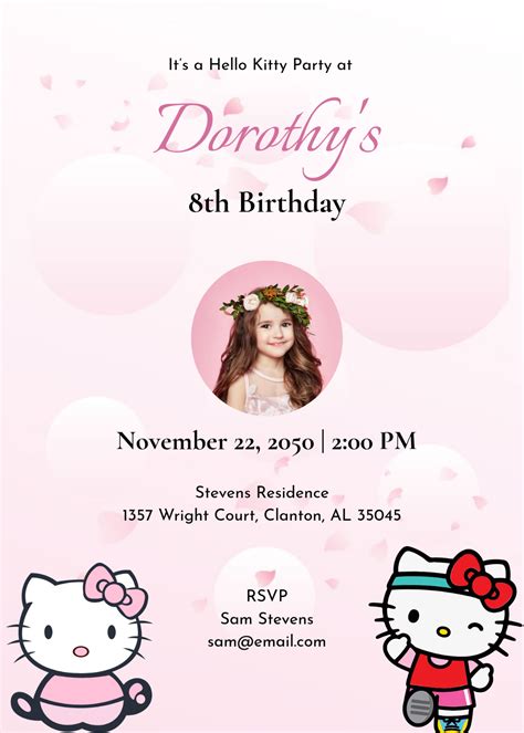 Pink Hello Kitty Invitation